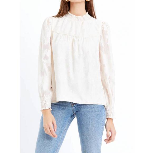 Greylin | Tops | New Greylin Milana Smocked Neck Blouse In White | Poshmark